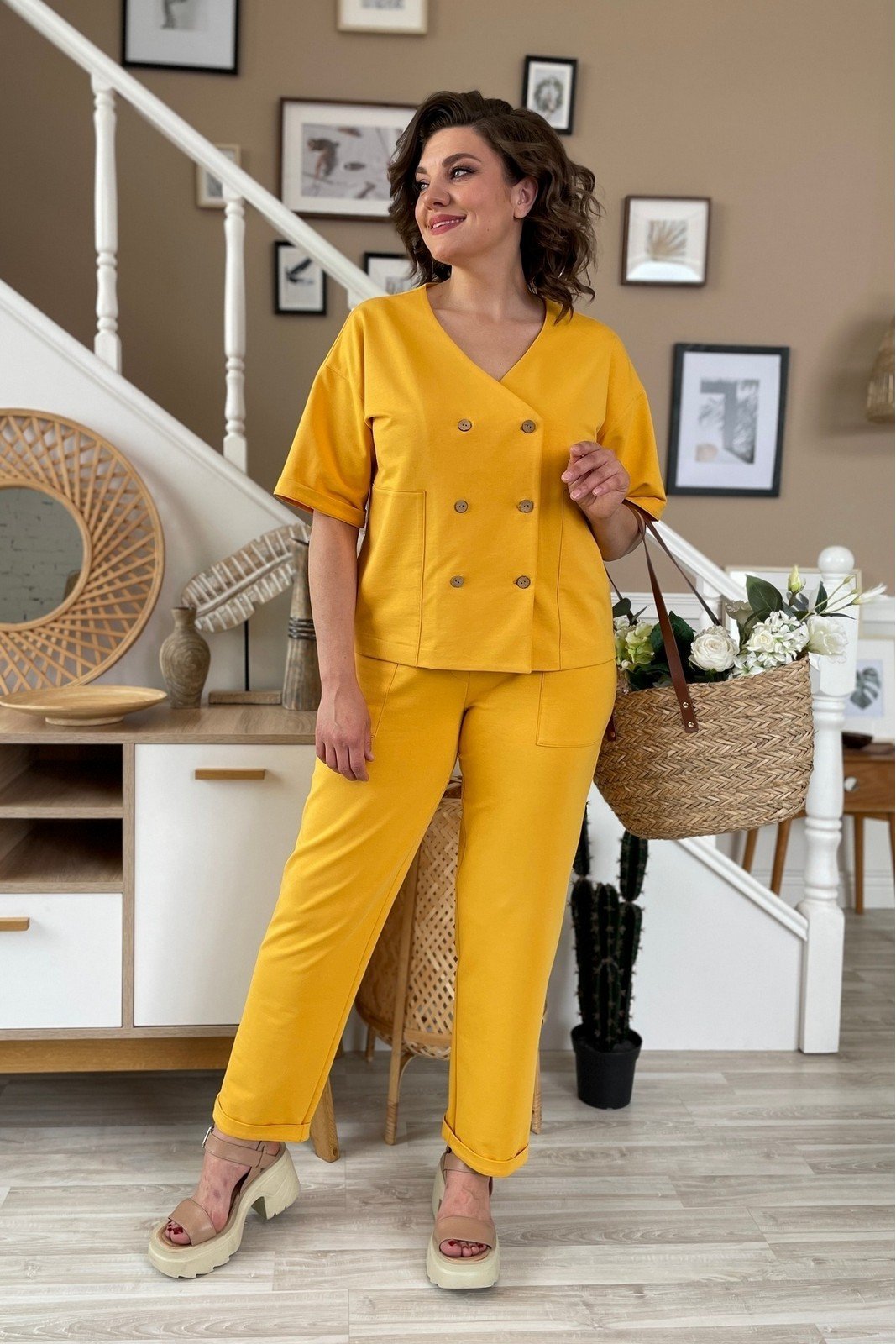 Костюм брючный 2136 горчица Rumoda купить - 6% скидка | в наличии